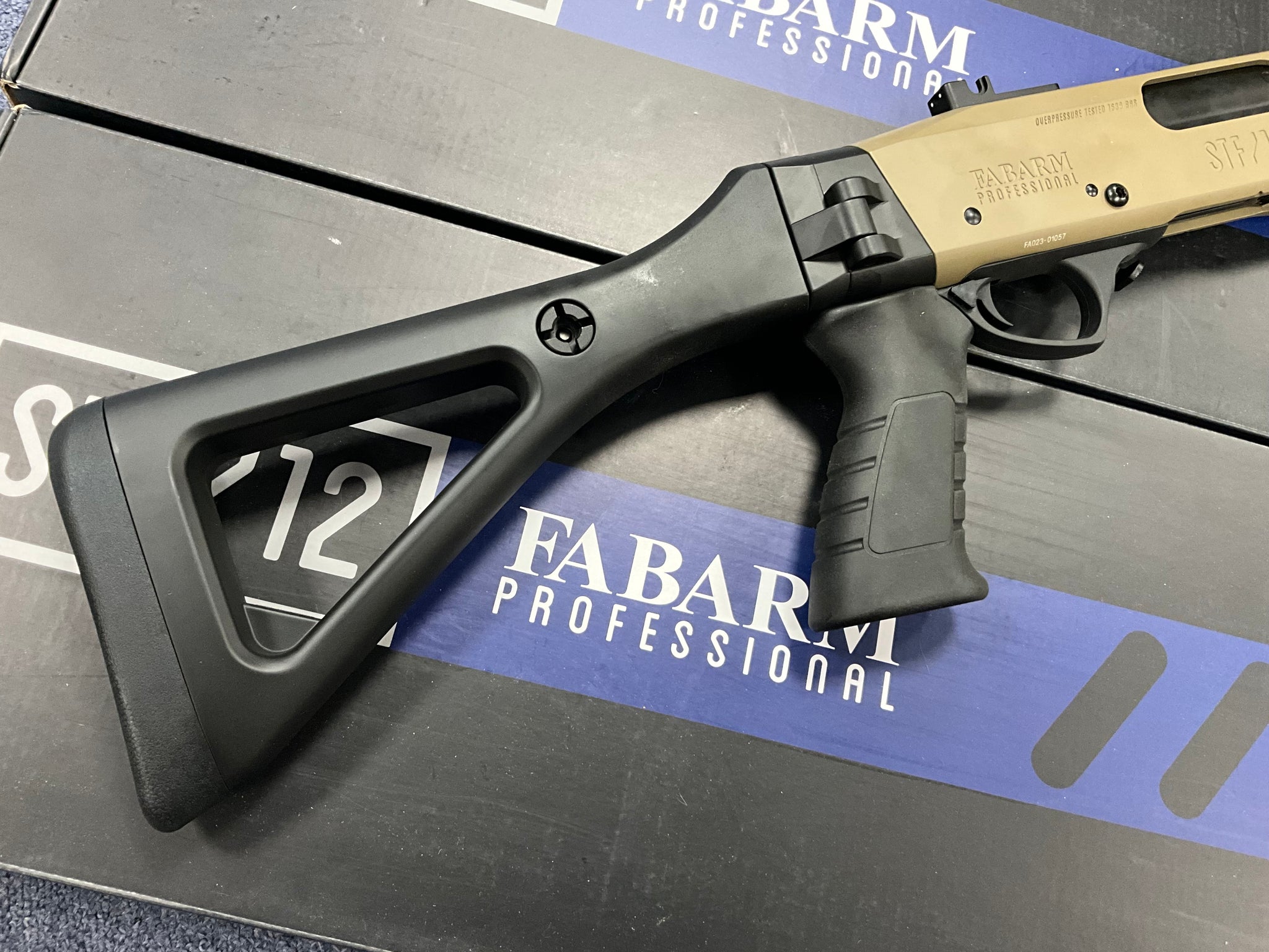 BO Manufacture - FABARMS STF/12 11" Compact Gas Shotgun Tan (Custom) | Fubar Bundy Airsoft