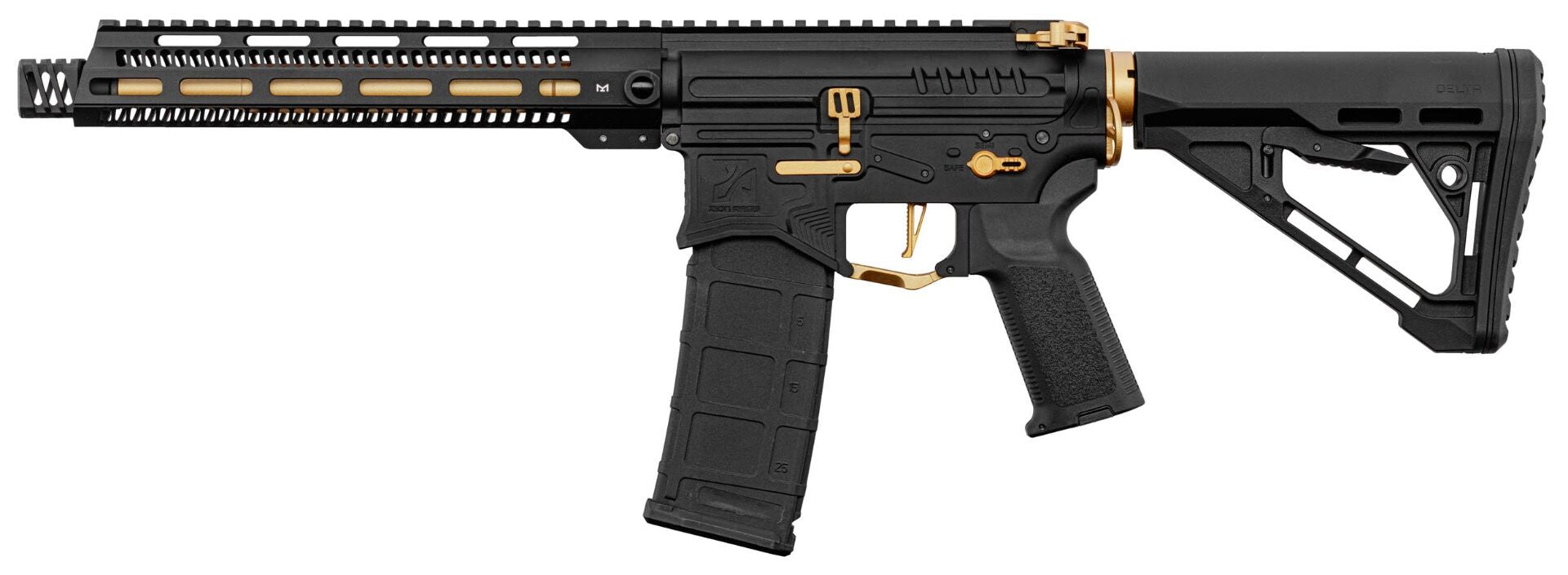 Zion Arms - R15 Mod1 AEG Black/Gold - Long Hanguard | Fubar Bundy Airsoft